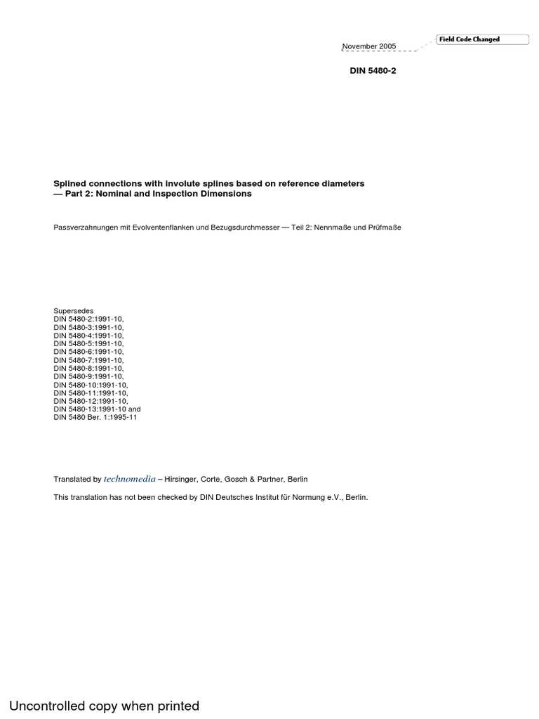 Din 5480-2 - 2006-05 | PDF | Engineering Tolerance | Gear