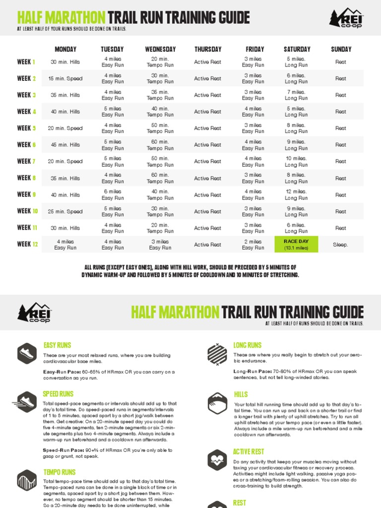 Half-Marathon-Trail-Running-Plan-Printable REI | PDF | Running | Sports