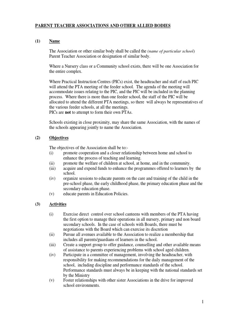 Parent Teacher Association Guidelines | PDF | Preschool | Government