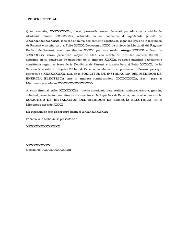 Poder Solicitud para Instalar Medidor Eléctrico | PDF