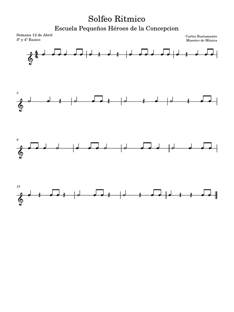 Solfeo Ritmico 3ro y 4to Abril | PDF