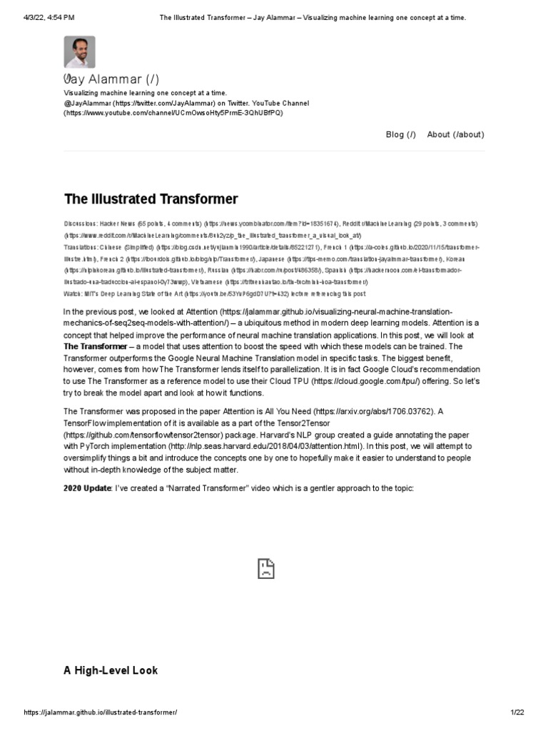 The Illustrated Transformer - Jay Alammar - Visualizing Machine Learning One Concept at A Time ...