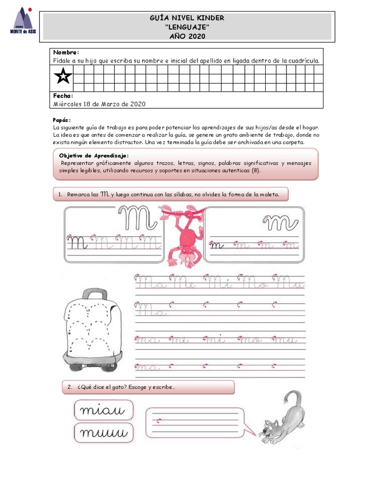 Guía Lenguaje Kinder - 18 Marzo 2020 | PDF