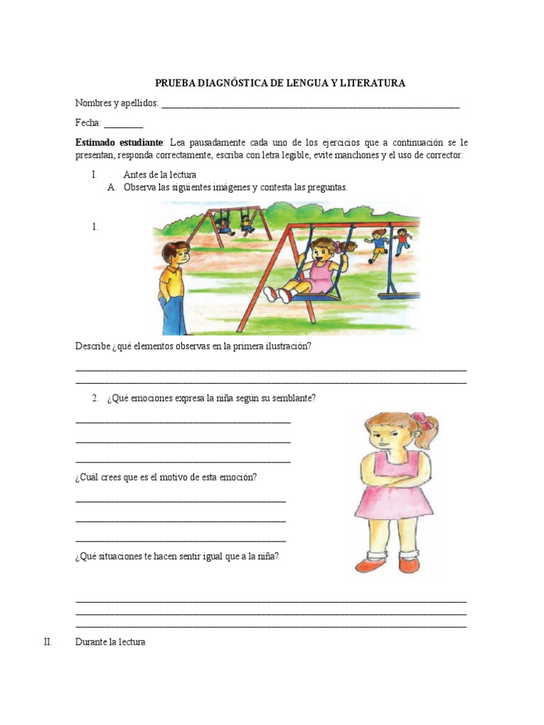 Prueba Diagnóstica de Lengua y Matemáticas | PDF | Predicado (Gramática ...