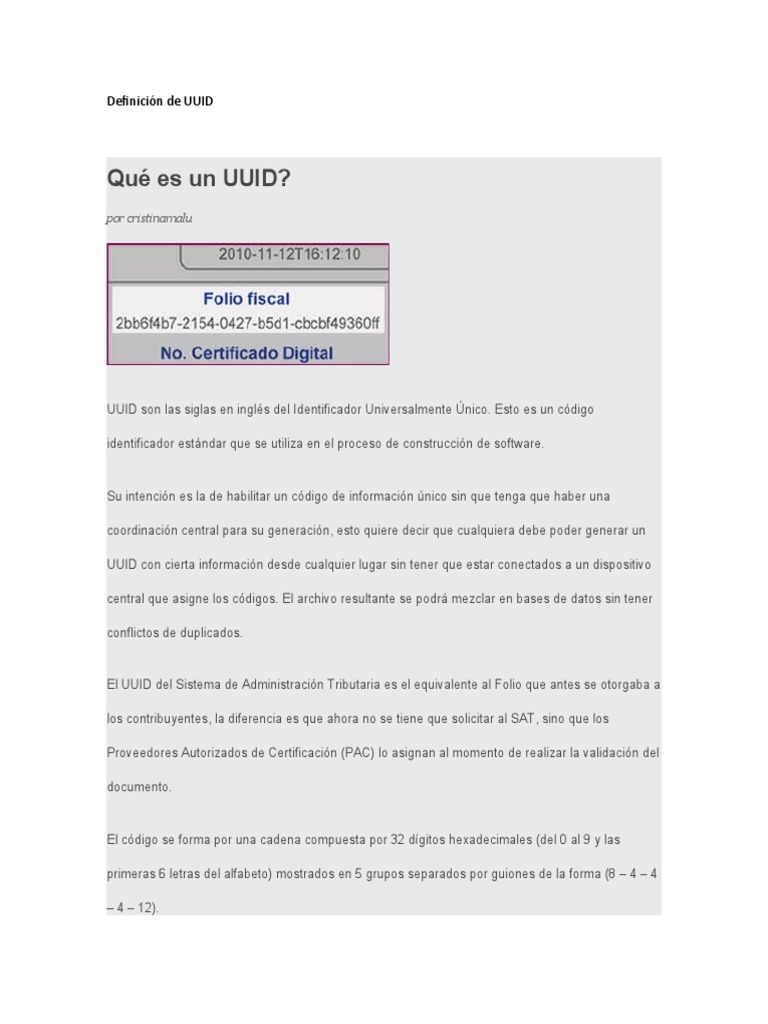 Definición de UUID y NOTAS | PDF
