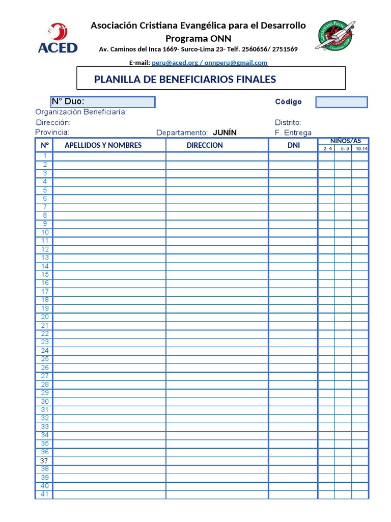 05 Planilla de Beneficiarios1 | PDF