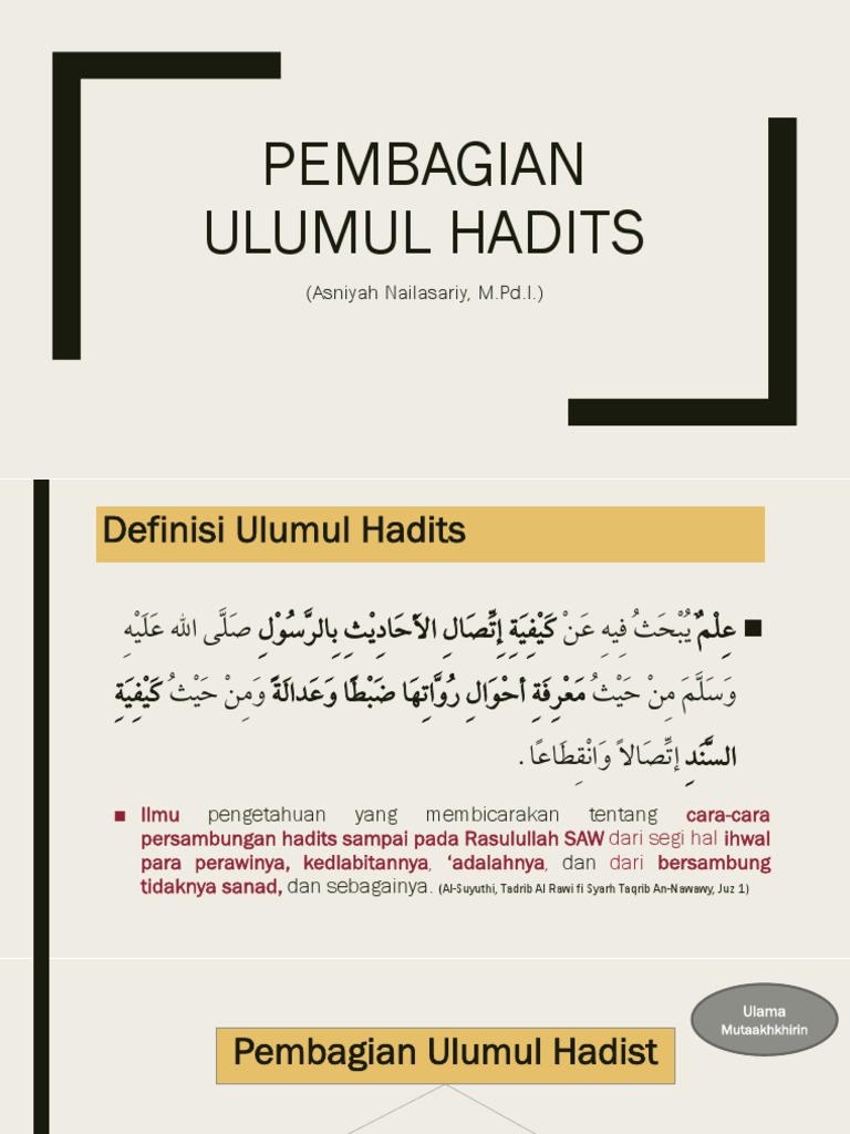 UH3 Pembagian Ulumul Hadits | PDF