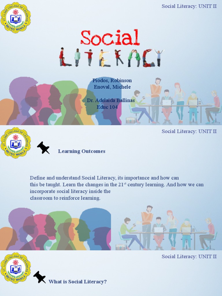 EDUC104 Social Literacy | PDF | Literacy | Learning