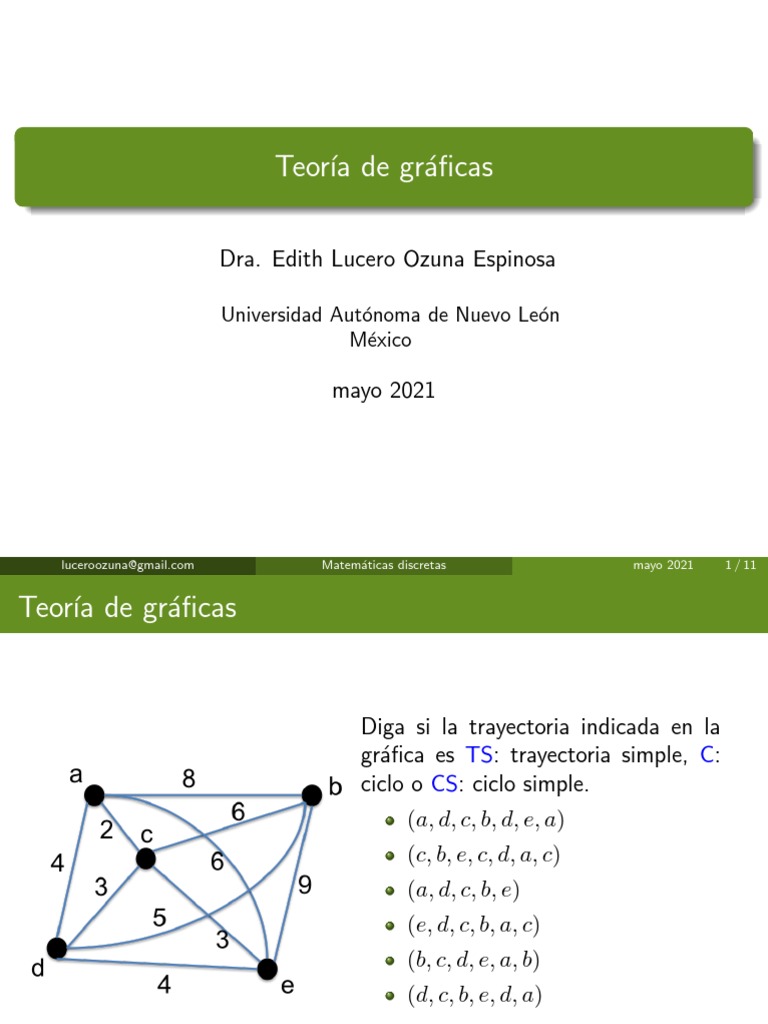 Conceptos básicos de teoría de grafos y sus aplicaciones | PDF | Matriz ...