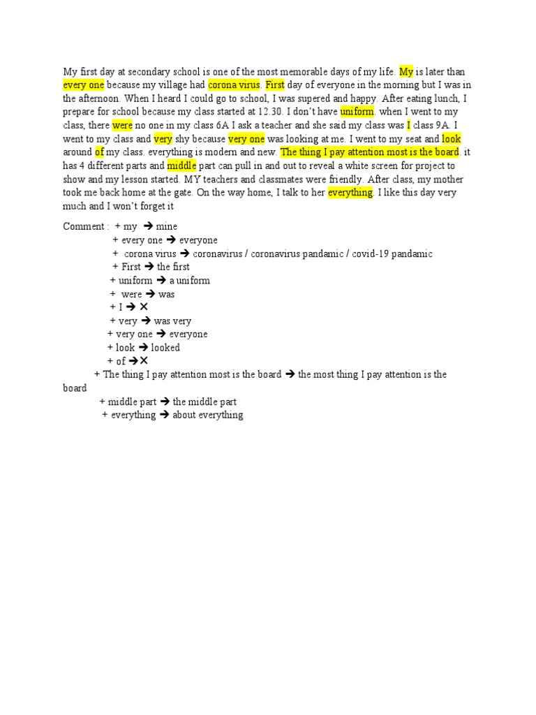 First Day at Secondary School | PDF