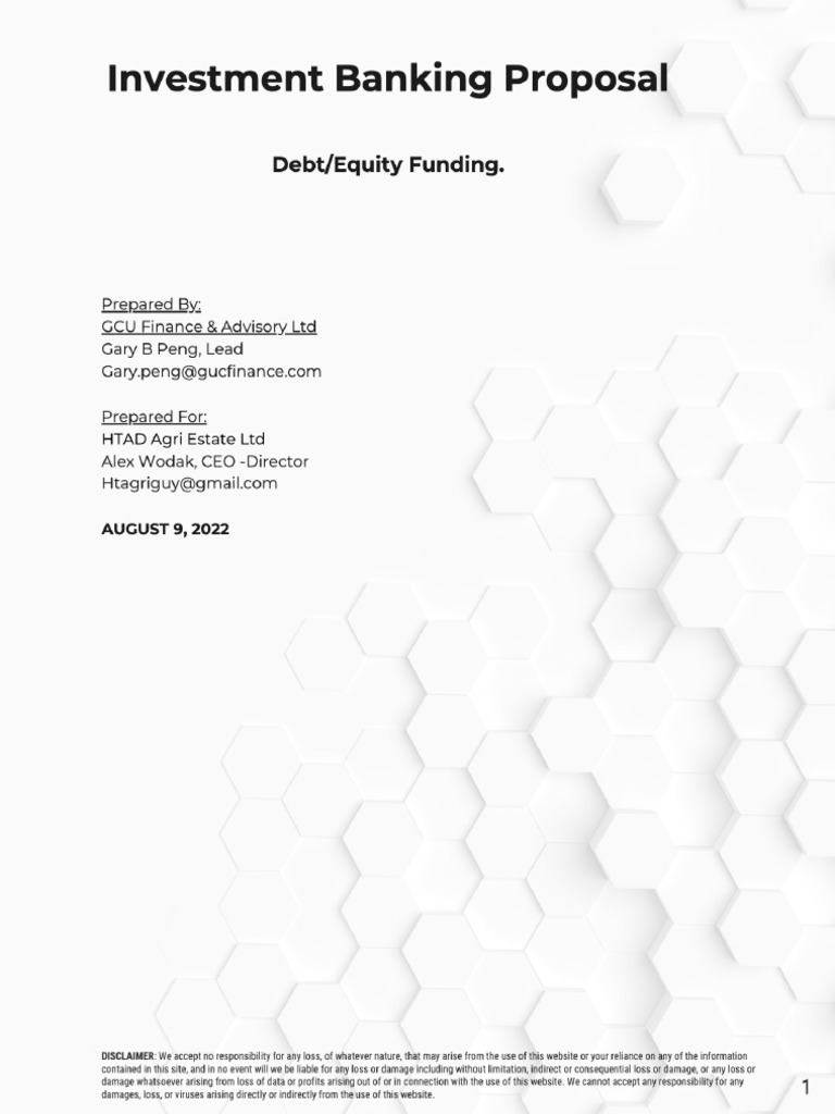 Investment Banking Proposal | PDF