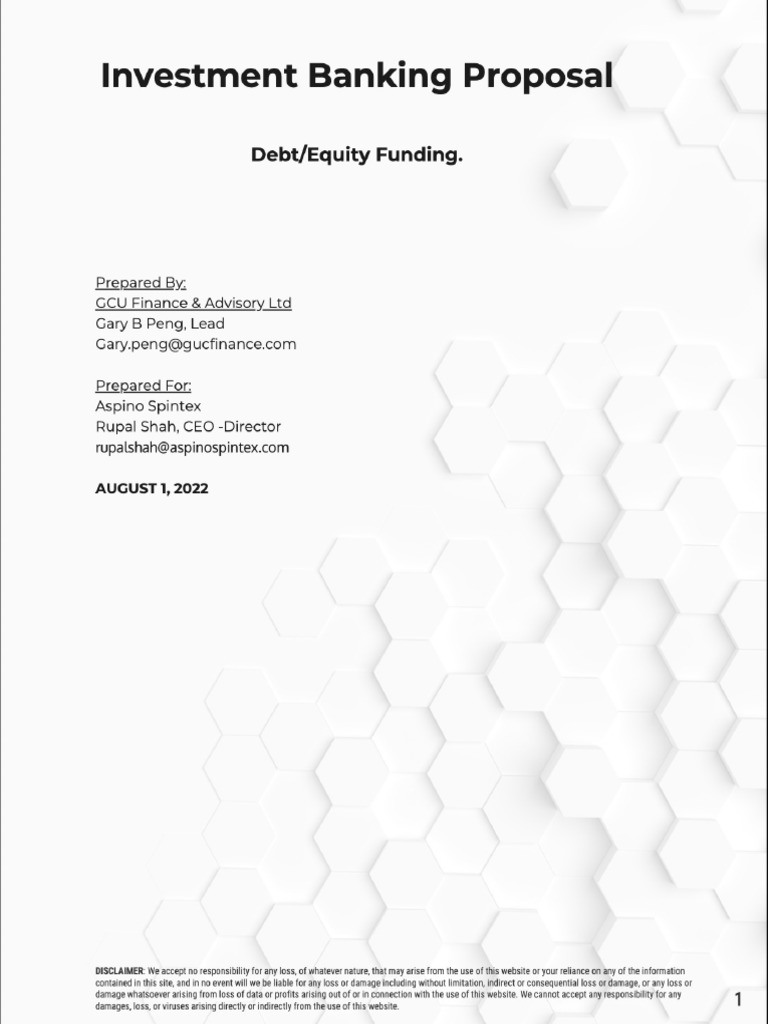 Investment Banking Proposal - GCU Advisory | PDF