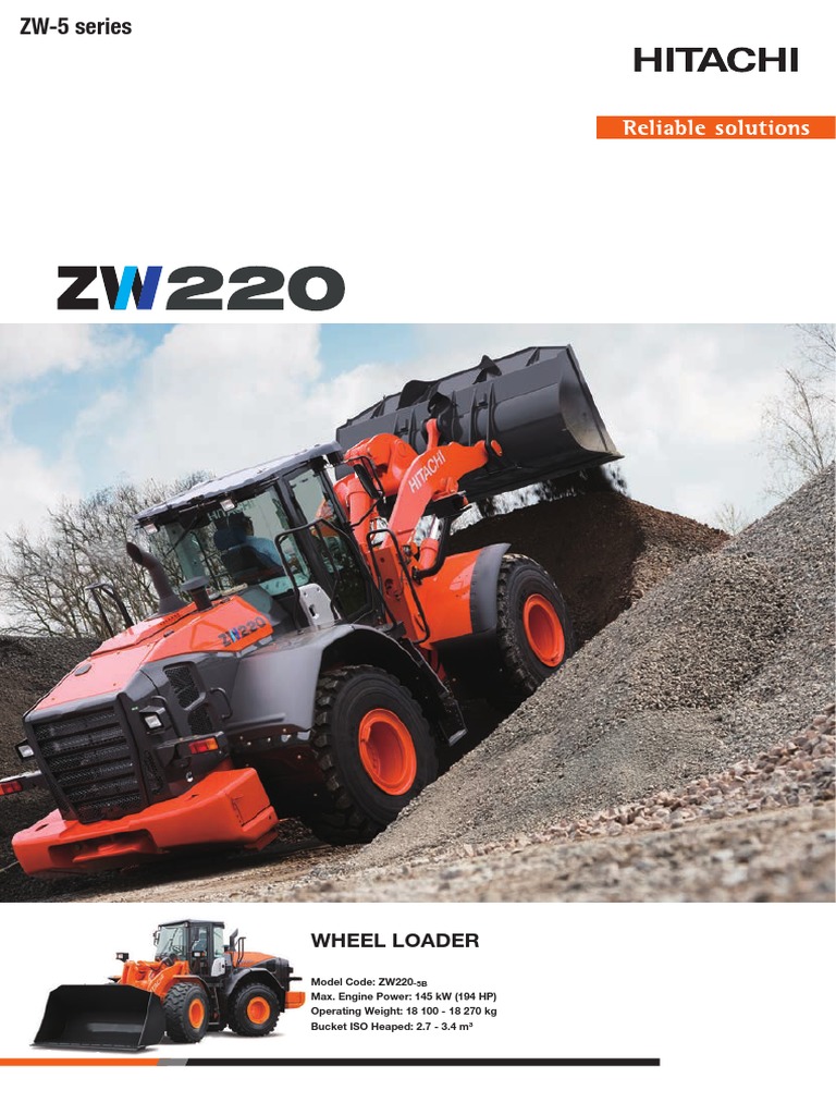 Hitachi ZW220-5 Wheel Loader Overview | PDF | Pump | Vehicle Technology