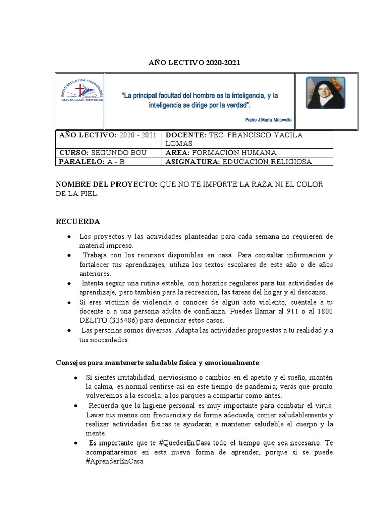 Proyecto Segundo Bgu | PDF | Aprendizaje | Ecuador