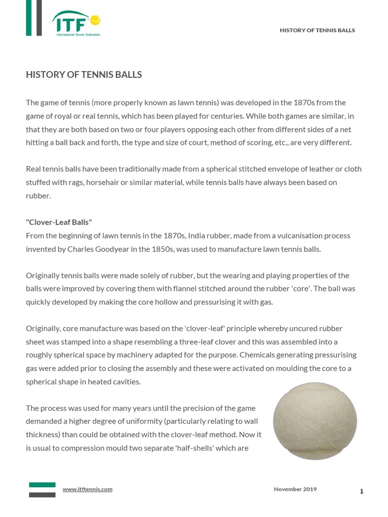 Balls History of Tennis Balls | PDF | Natural Rubber | Secondary Sector ...