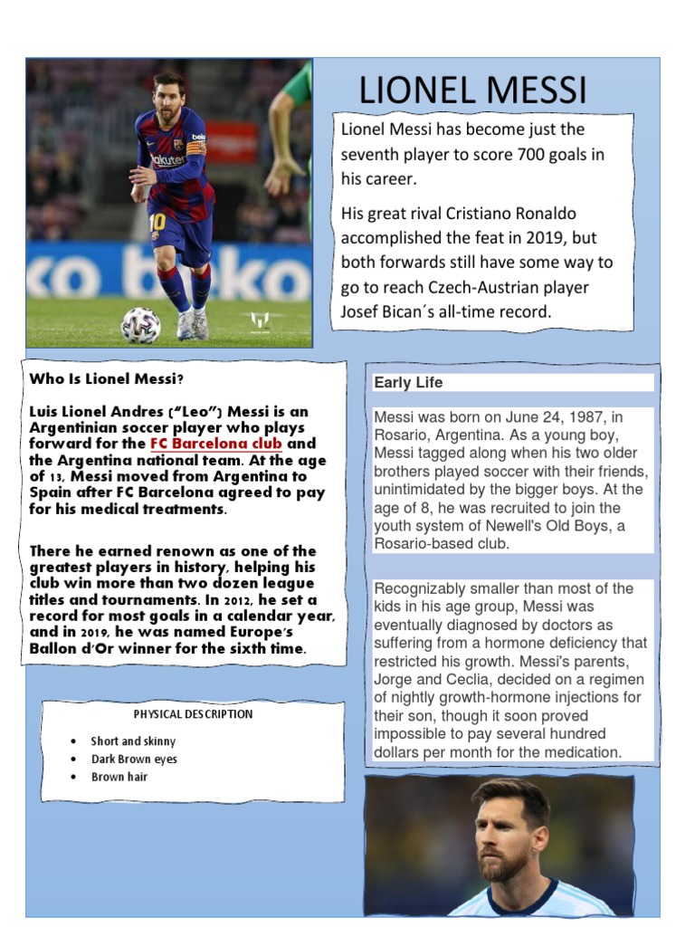 Messi's Early Life and Career Highlights | PDF
