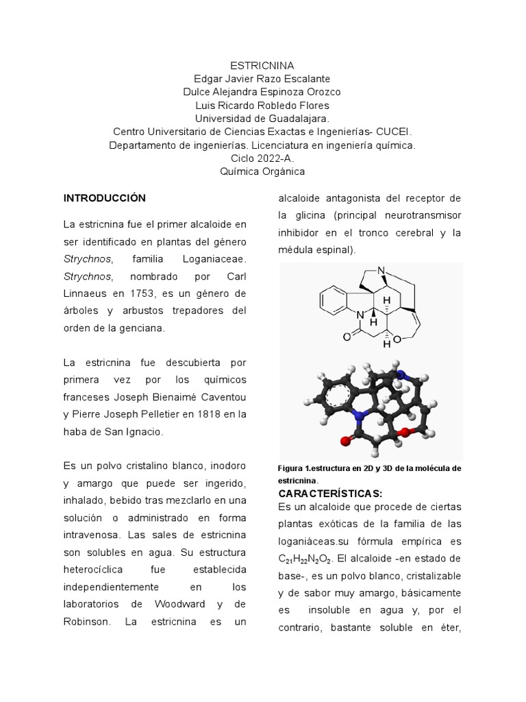 Estricnina: Química y Toxicidad | PDF