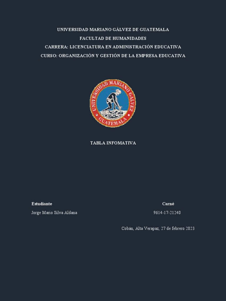 Tabla Informativa | PDF | Enseñando | Institución