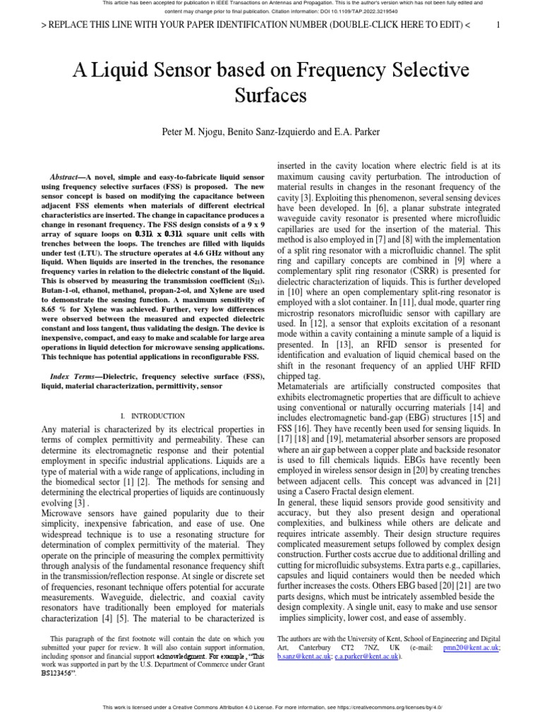 A Simple and Easy-to-Fabricate Liquid Sensor based on Frequency Shift ...