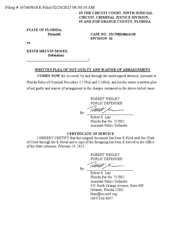 Written Plea and Wavier Arraignment | PDF