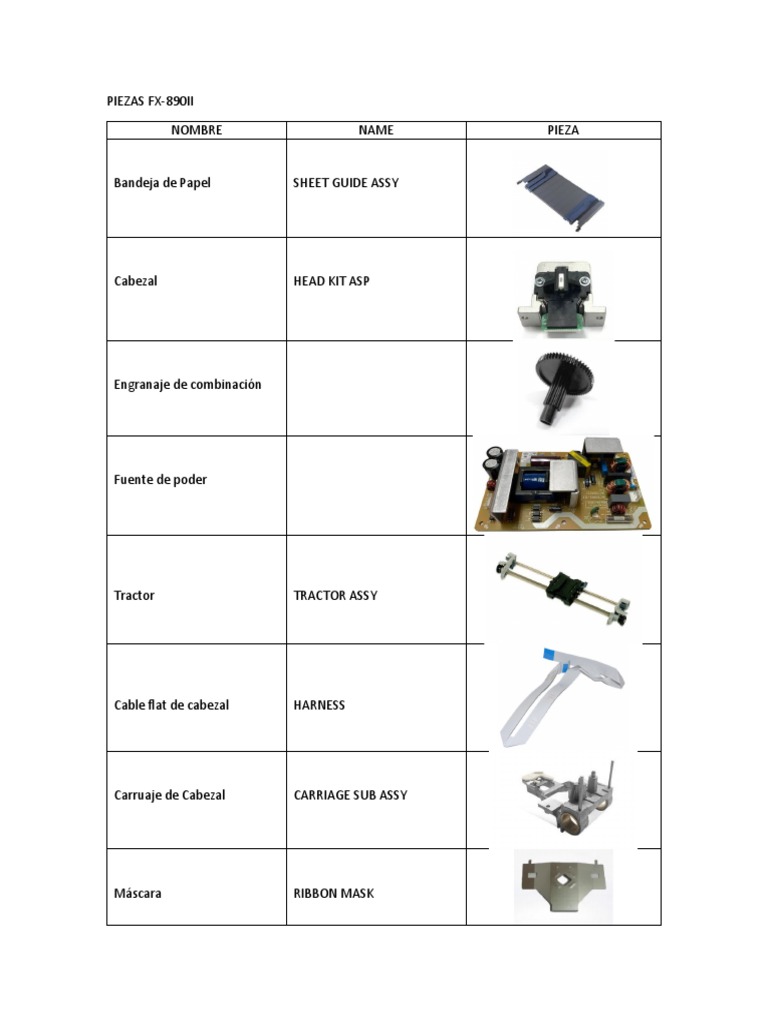 Manual de Piezas Epson FX-890II | PDF