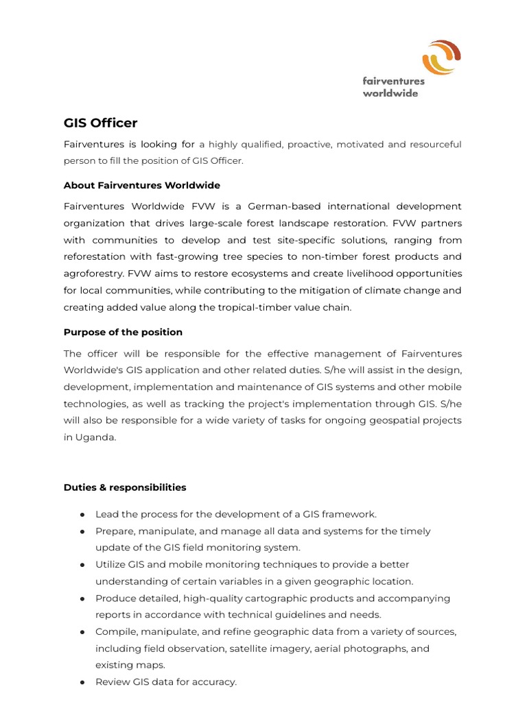 GIS Officer | PDF | Geographic Information System | Computing