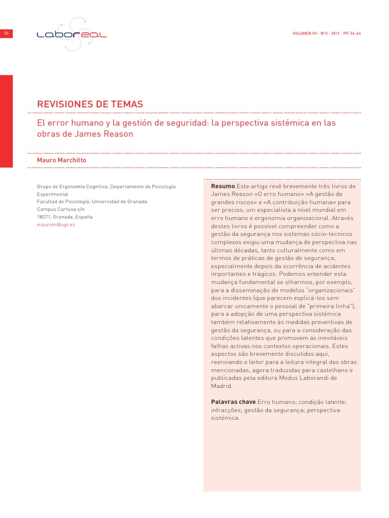 El Error Humano James Reason | PDF | Ciências comportamentais | Ciência ...