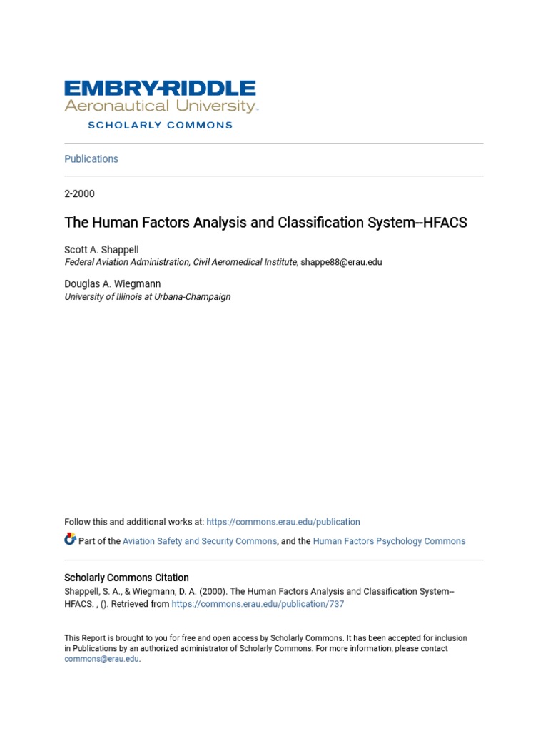 The Human Factors Analysis and Classification System - HFACS | PDF ...