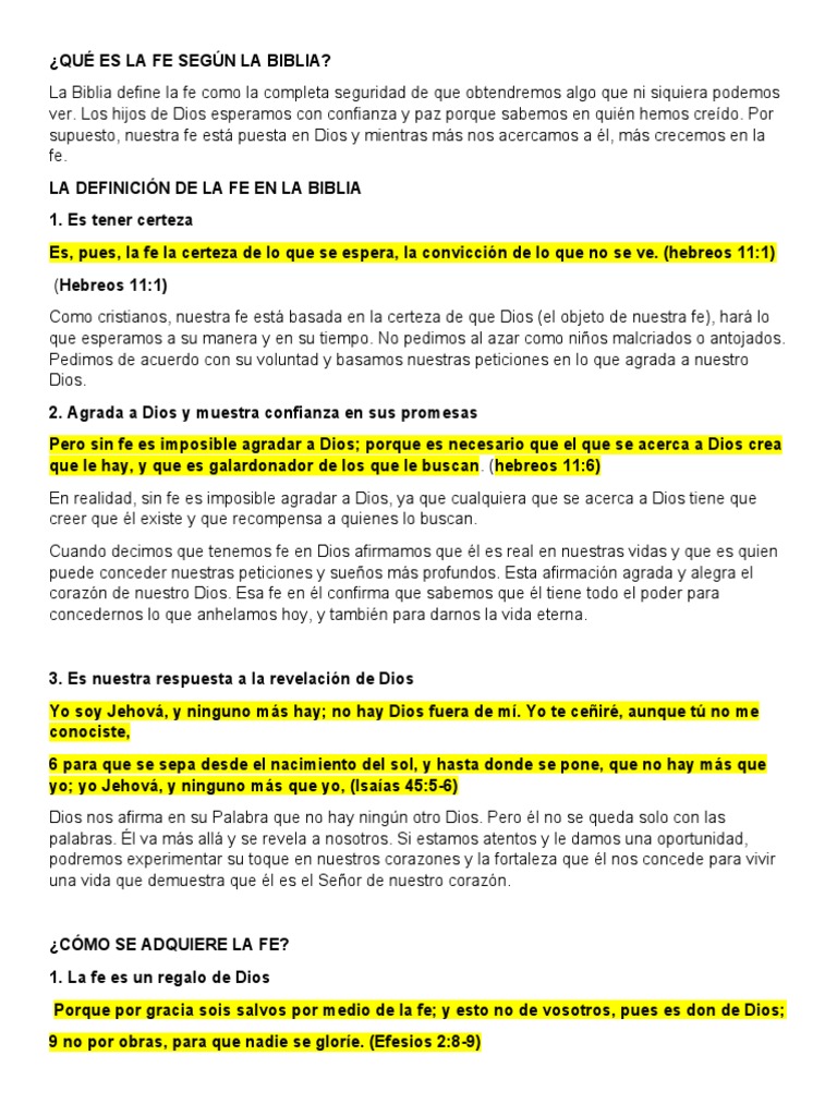 Qué Es La Fe Según La Biblia | PDF | Fe | Dios