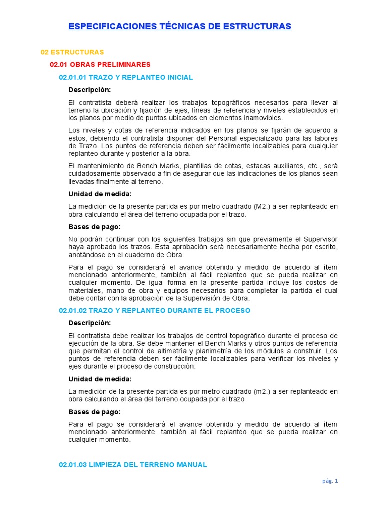 003 - Especificaciones Técnicas de Estructura | PDF | Hormigón | Fundación (Ingeniería)
