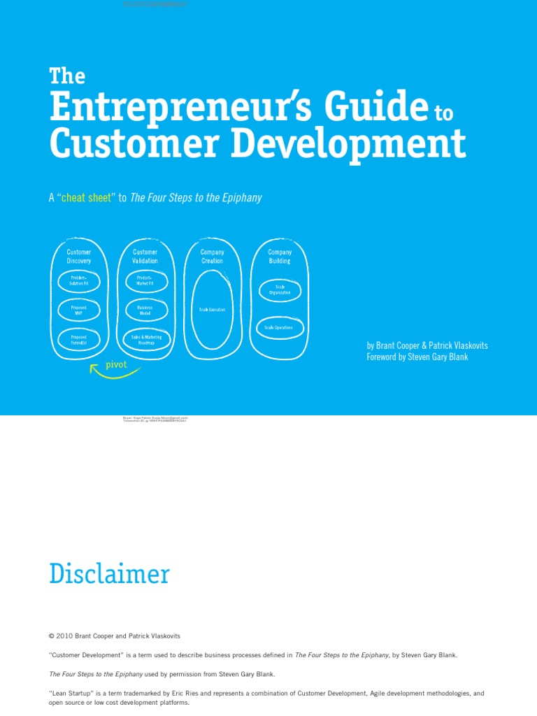 Ent Guide To Cust Dev 07082010 | PDF | Startup Company | Small Business ...