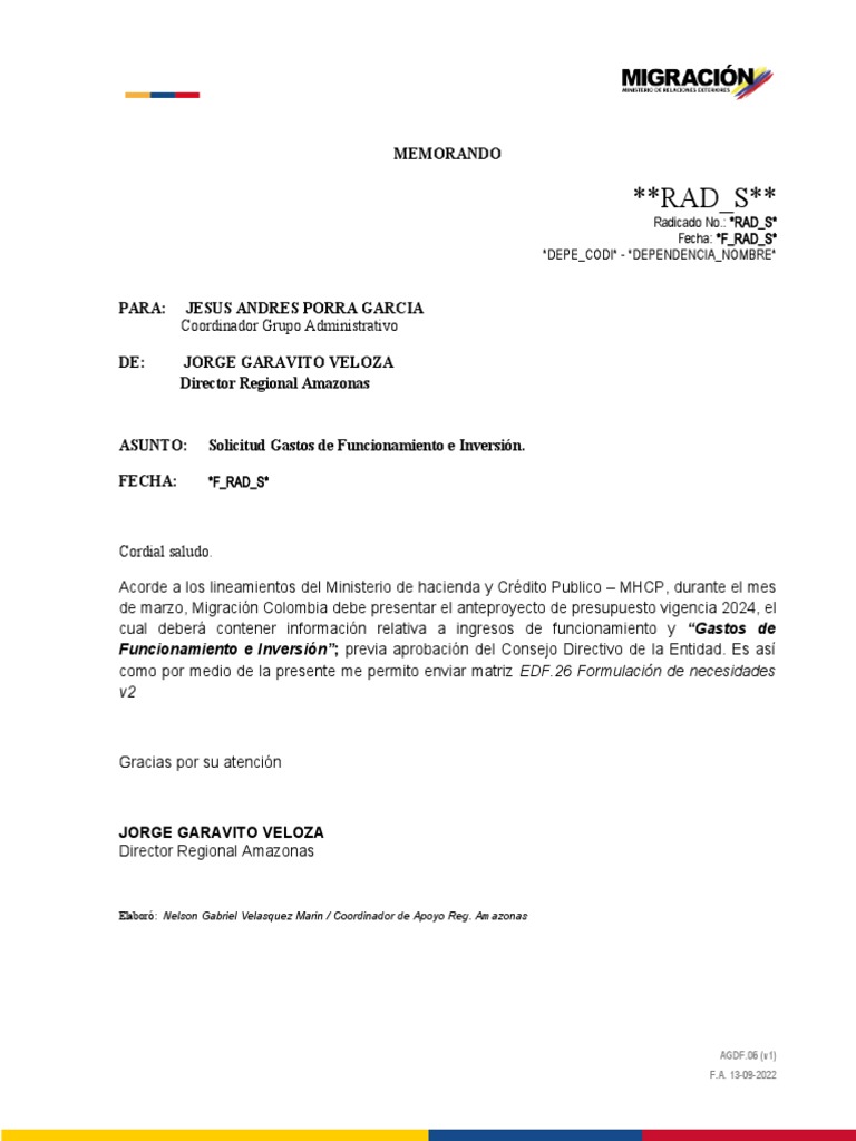 AGDF.06 Formato Memorando (Color) v2 | PDF