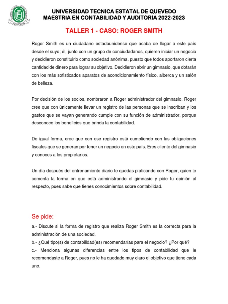 Caso Rogert Smith | PDF | Contabilidad | Industrias de servicio