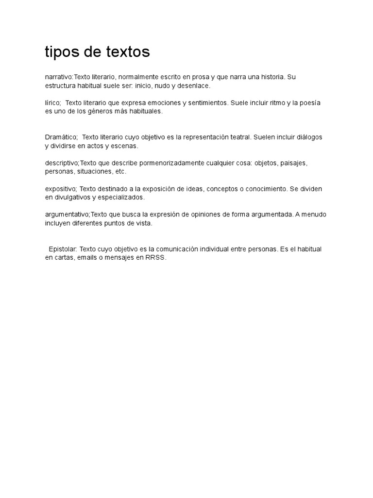 Tipos de Textos | PDF