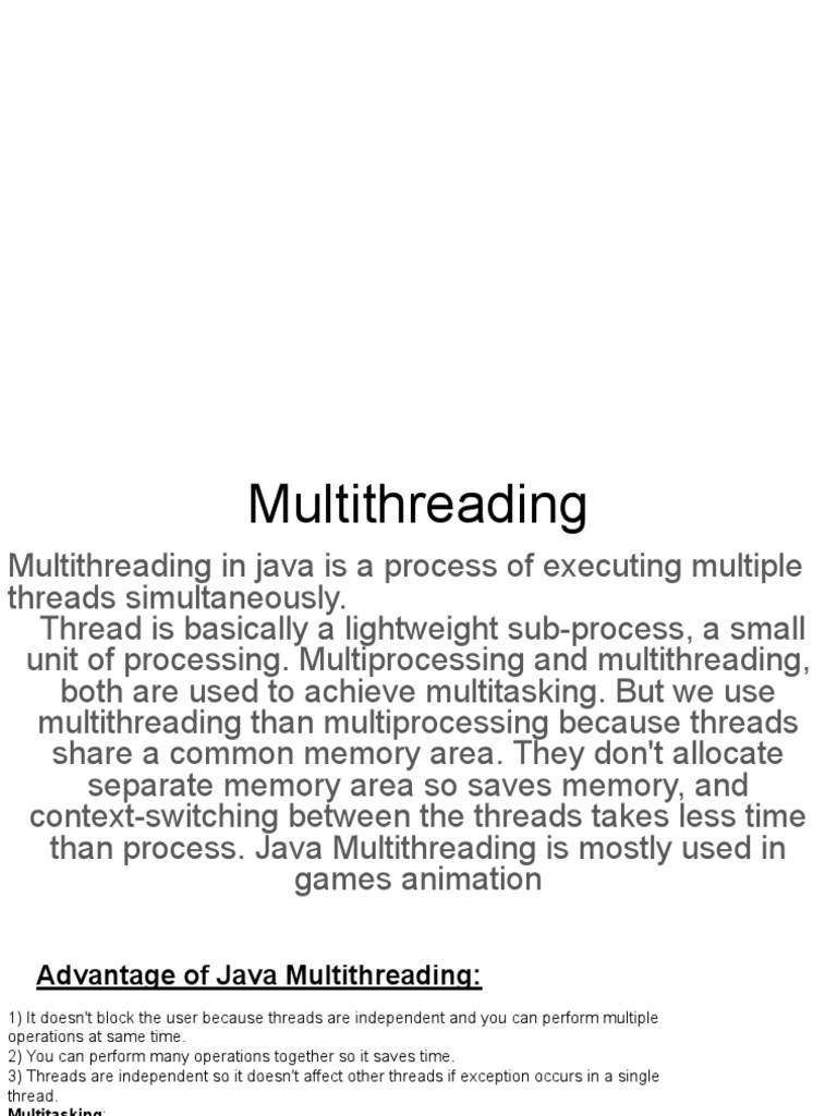 Multithreading. Java | PDF | Process (Computing) | Thread (Computing)