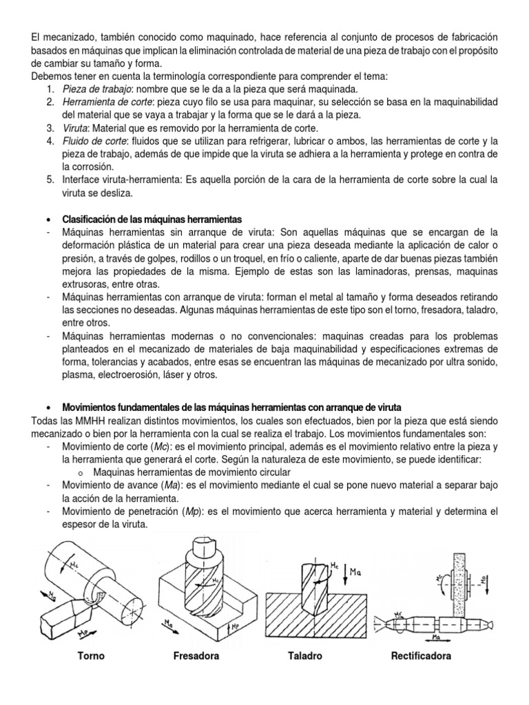 Tema I. Fundamentos de Corte de Metales | PDF | Perforar | Mecanizado