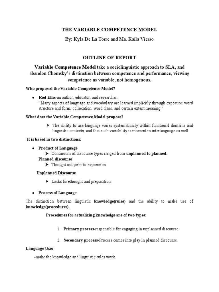 Understanding the Variable Competence Model | PDF | Second Language ...