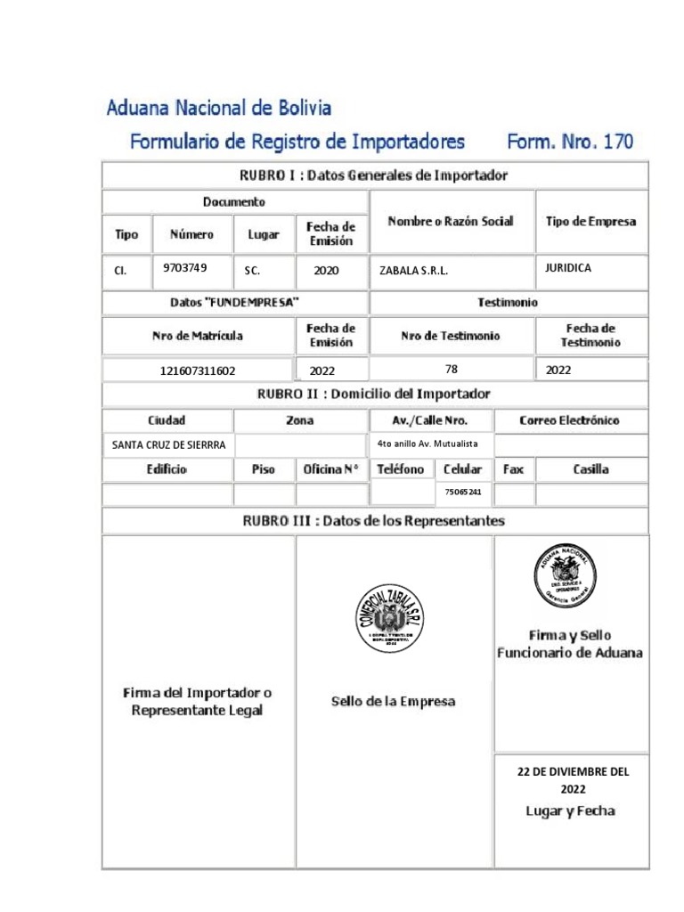 Formulario 170 | PDF