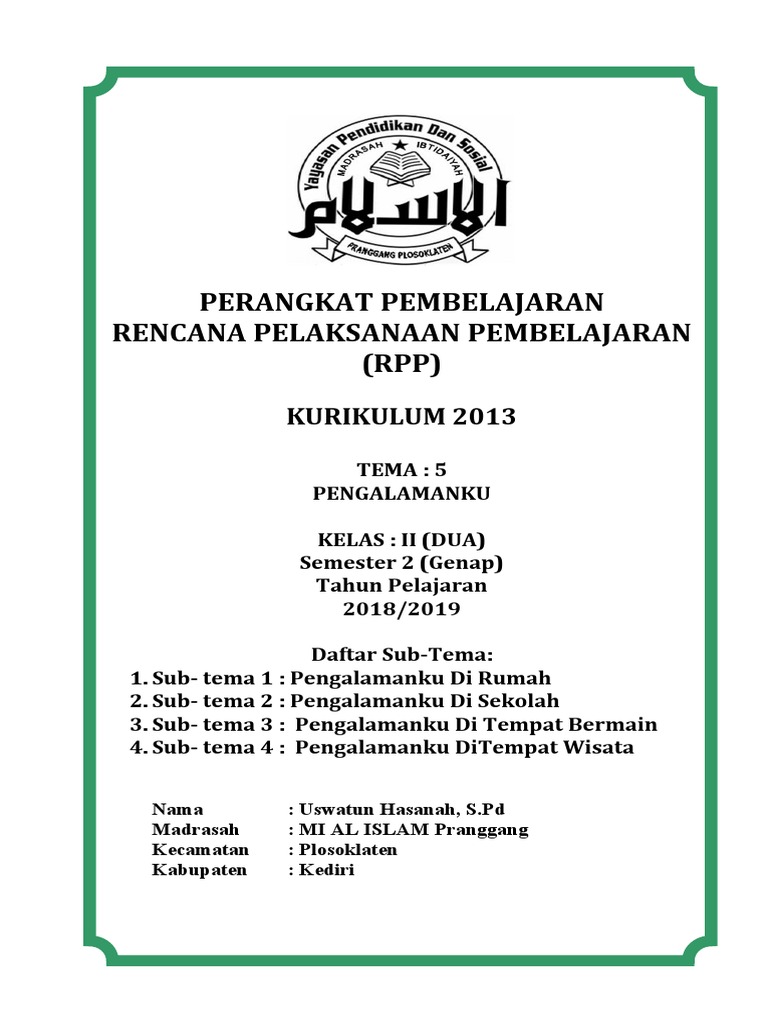Cover RPP Uswatun | PDF | Kajian Bahasa Asing | Sains & Matematika
