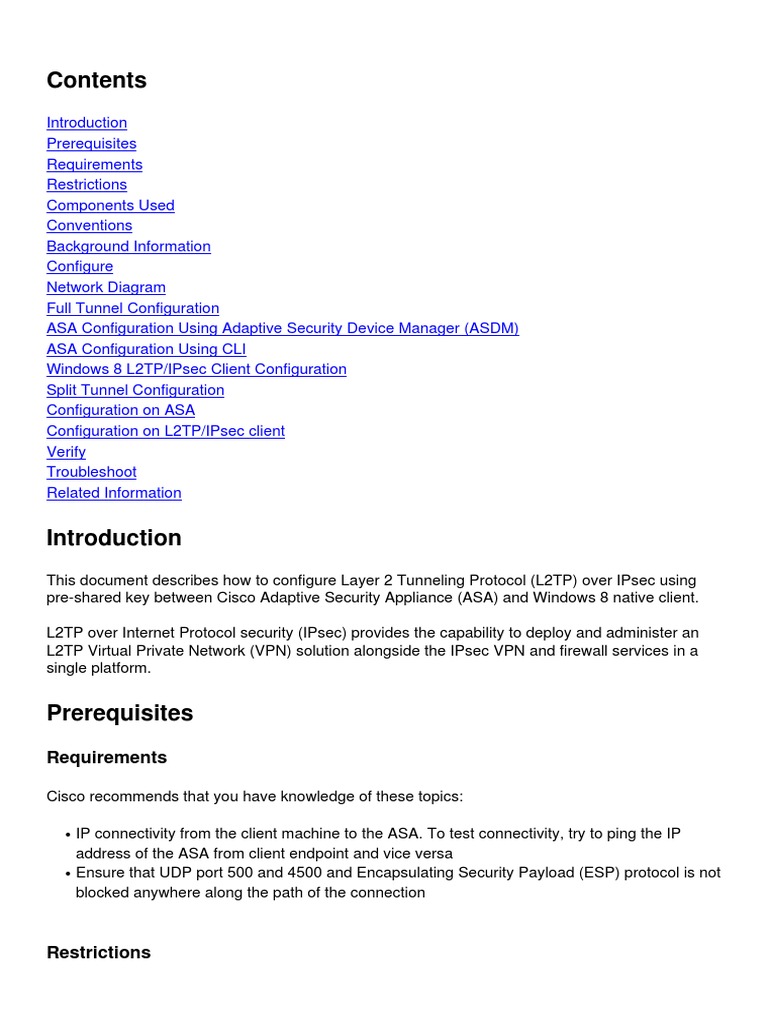 Cisco ASA L2TP/IPsec Setup Guide | PDF | Radius | Cyberspace