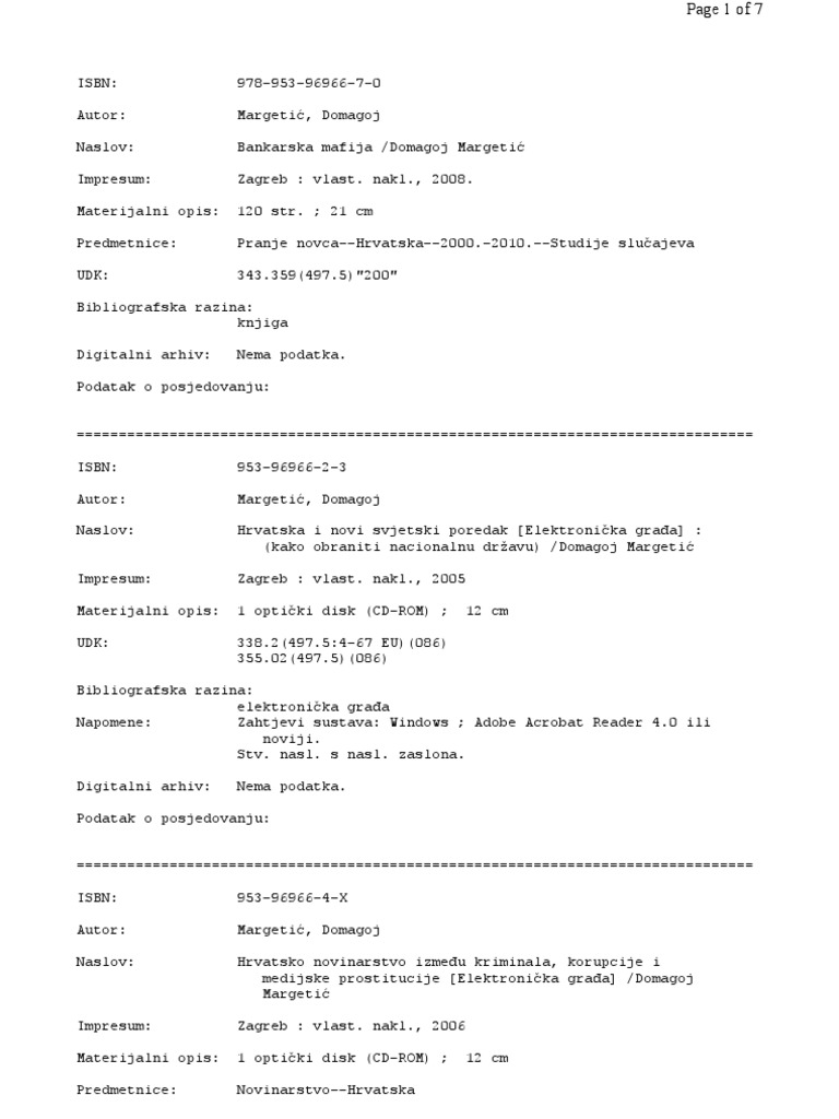 Margetic Sva Izdanja NSK | PDF