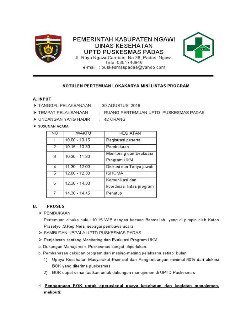 Notulen Minilok Lintas Program | PDF