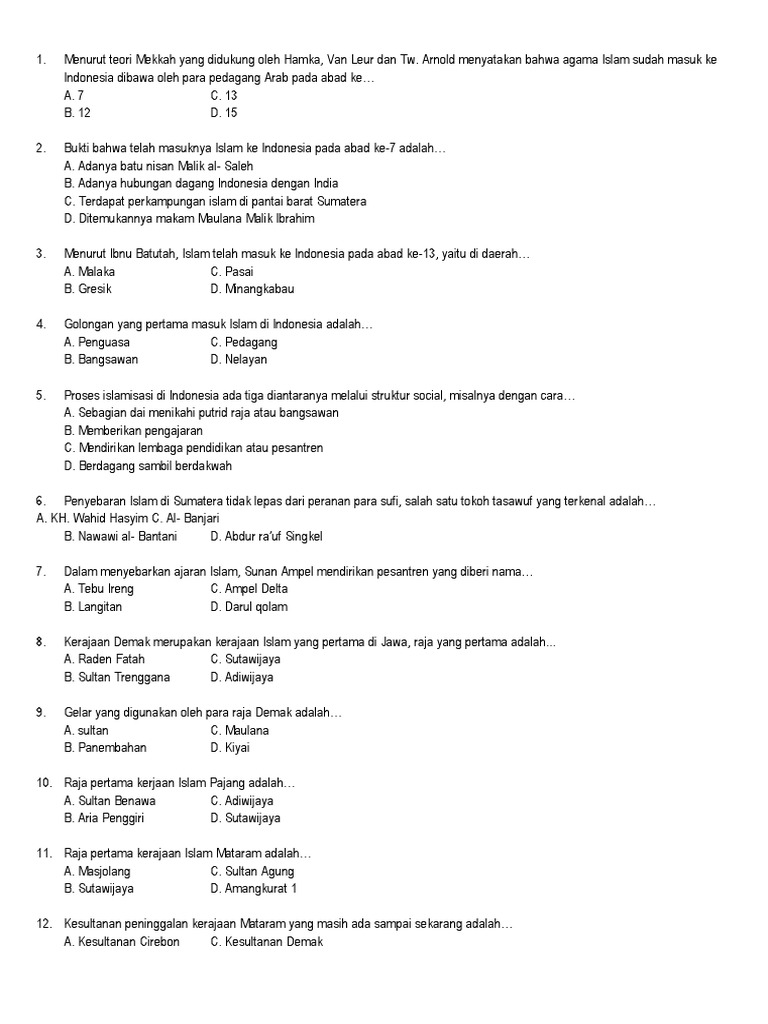 Soal PAS SKI KLS 9 | PDF
