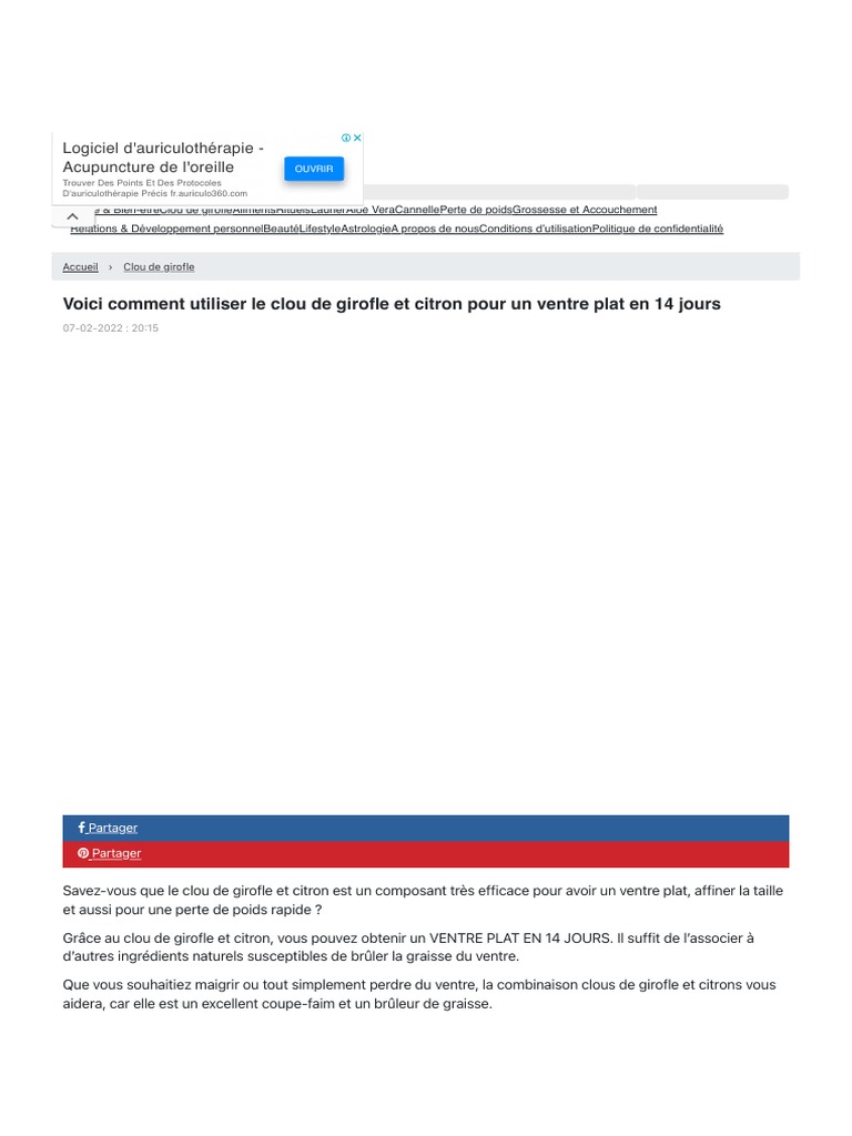 Voici Comment Utiliser Le Clou de Girofle Et Citron Pour Un Ventre Plat ...