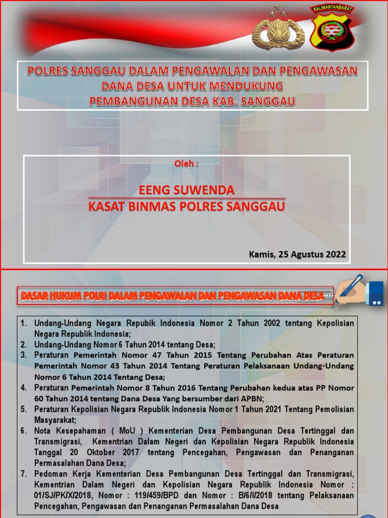 Paparan Pengawasan Dana Desa PTK & Karhutla | PDF