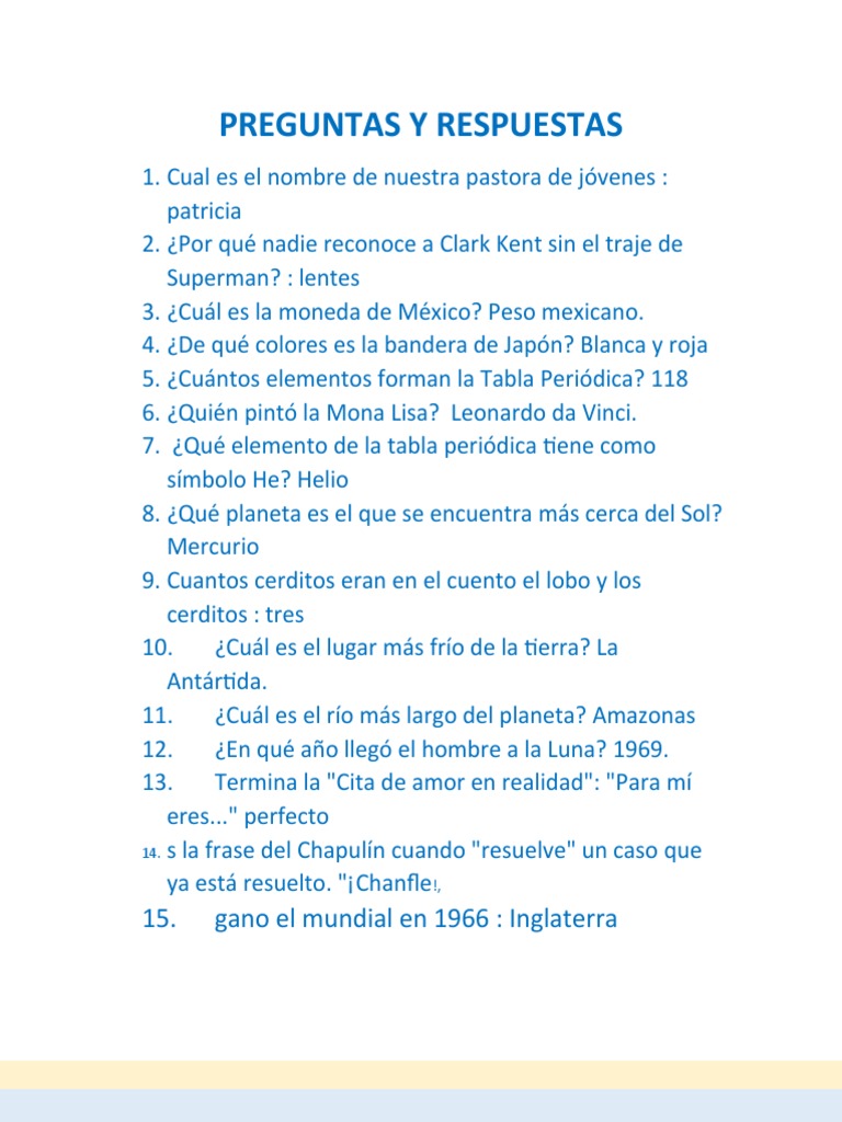 Preguntas y Respuestas | PDF