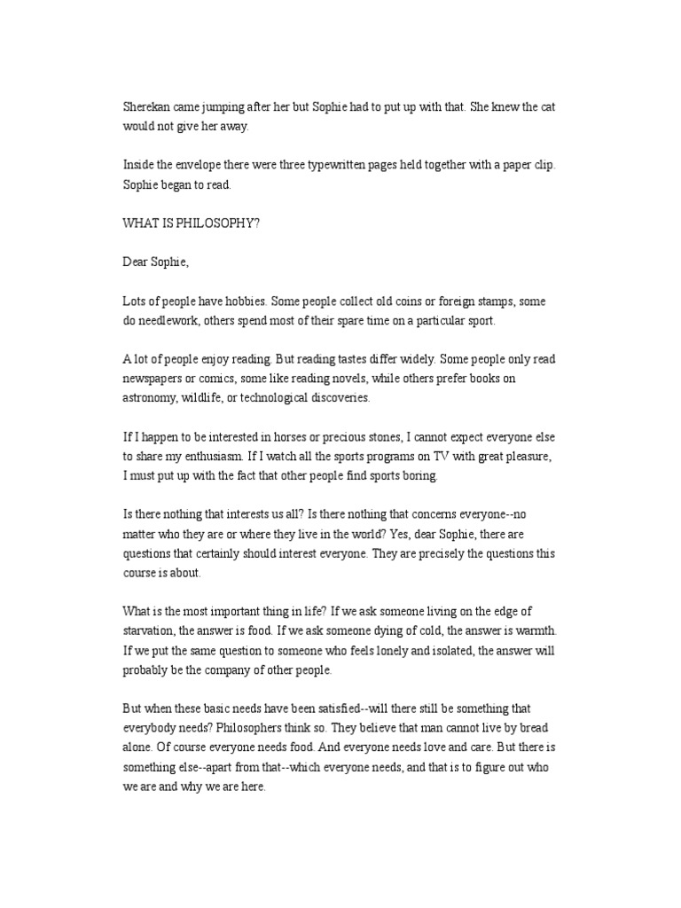 Sophie's World - Jostein Gaarder (1996, Berkley) What Is Philosophy ...