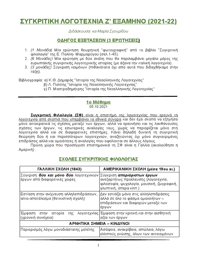 ΣΥΓΚΡΙΤΙΚΗ ΛΟΓΟΤΕΧΝΙΑ 2021 22 | PDF
