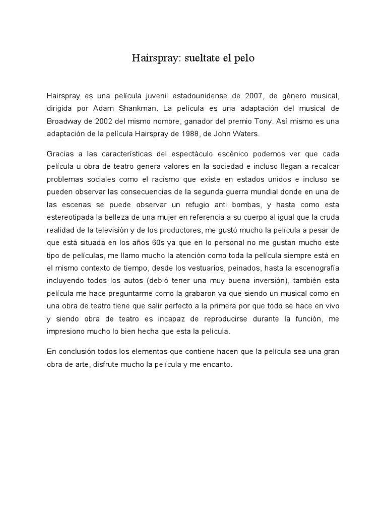 Hairspray - Sueltate El Pelo | PDF | Clásicos