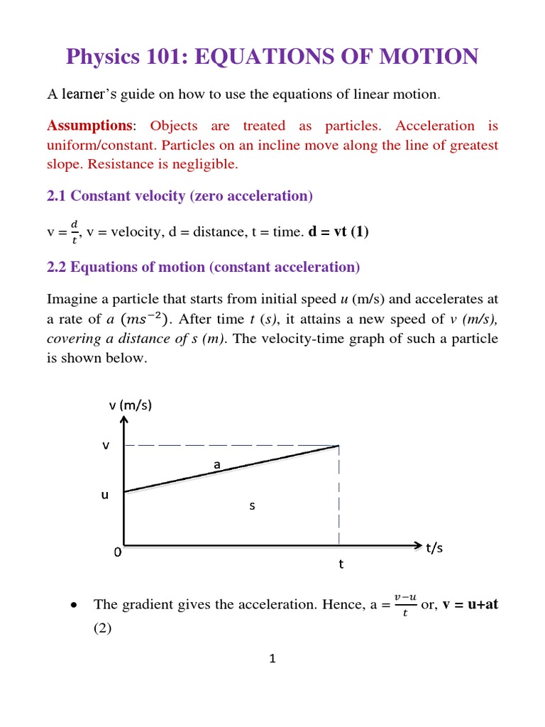 Equations of Rectilinear Motion | PDF | Acceleration | Velocity